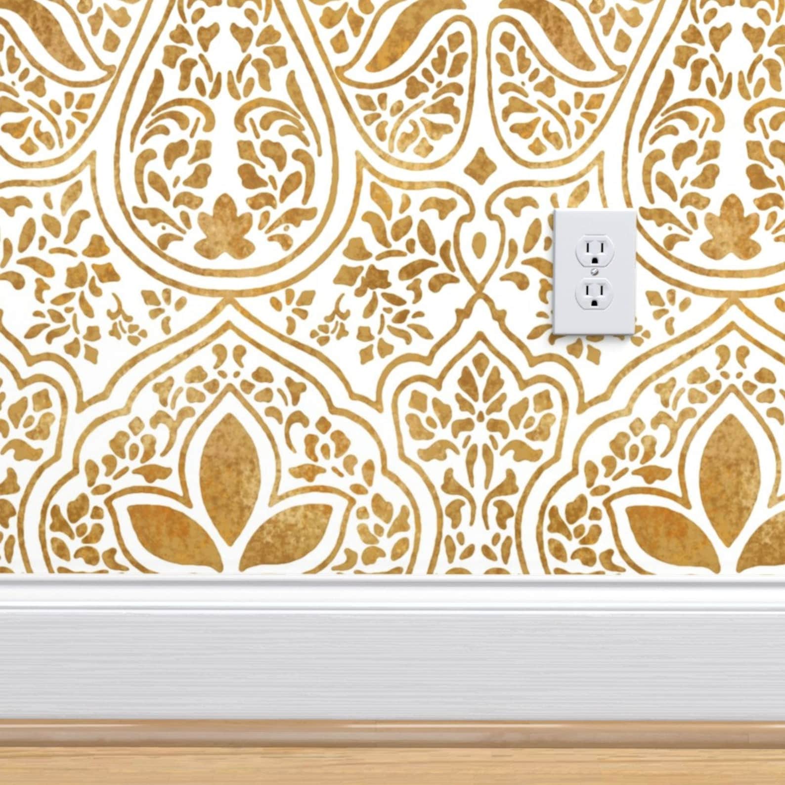 Indian Wallpaper Rajkumari White and Gilt Gold by - Etsy