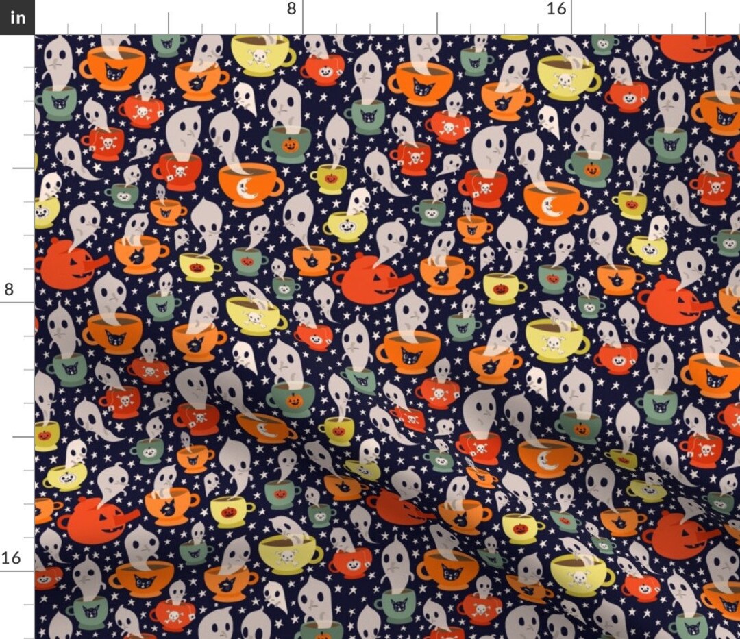 Ghost Tea Party Fabric Tasseomancy Ghosts by Heidikenney Ghosts Spooky ...
