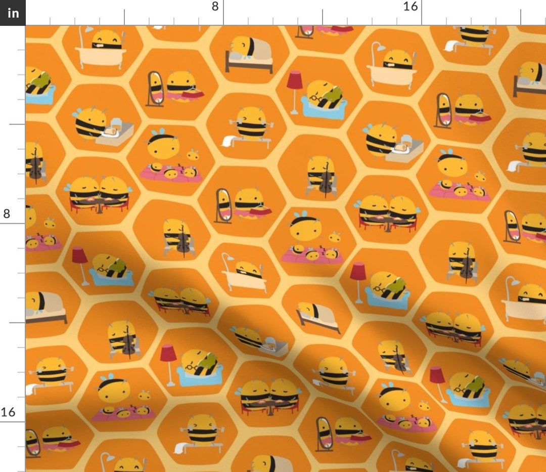 Honey Comb Fabric Honey I'M Home by Ceciliamok Honey - Etsy