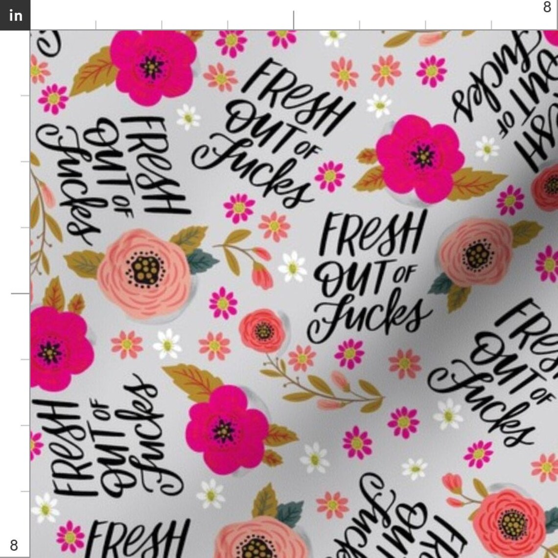 Swear Fabric Pretty Sweary Cuss Words Grey by - Etsy