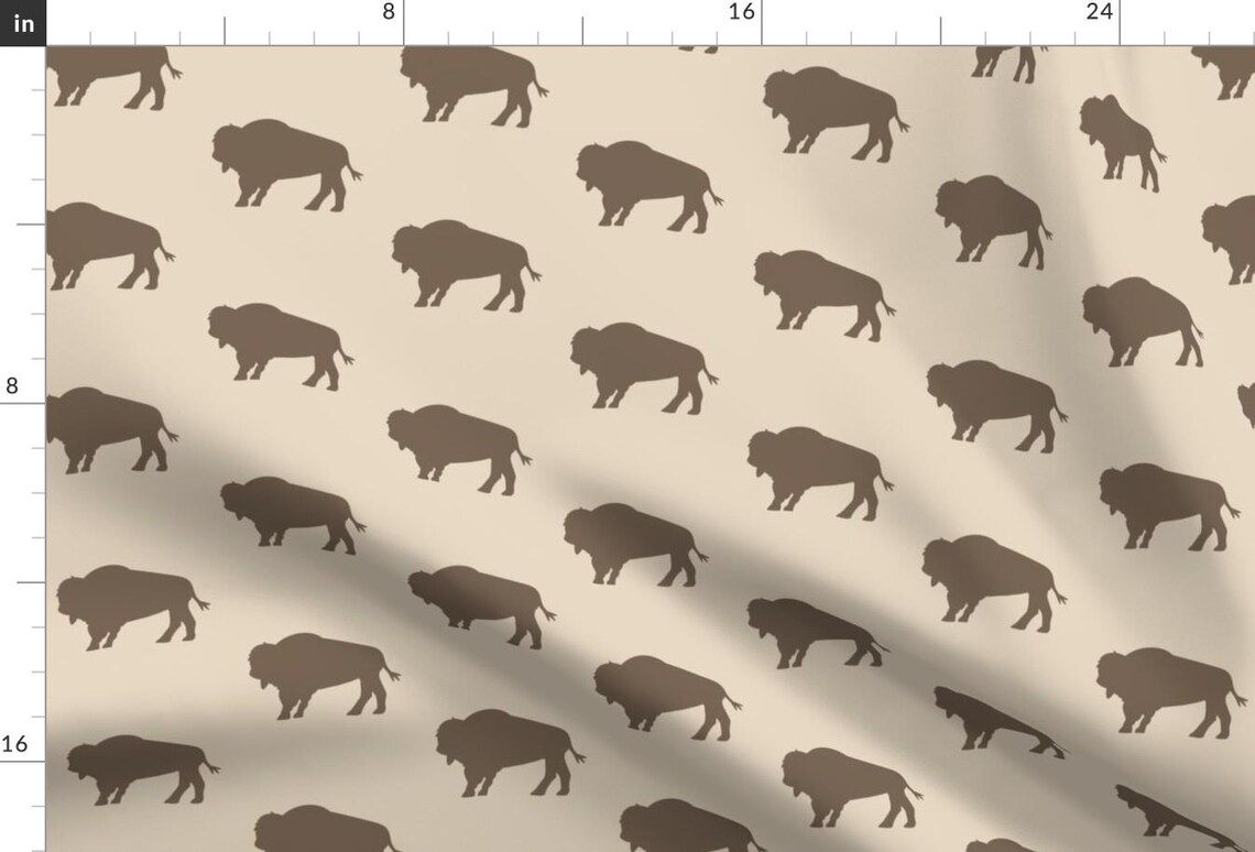 Neutral Buffalo Fabric - Bison Herd Earth by Mariah Girl - Gender ...
