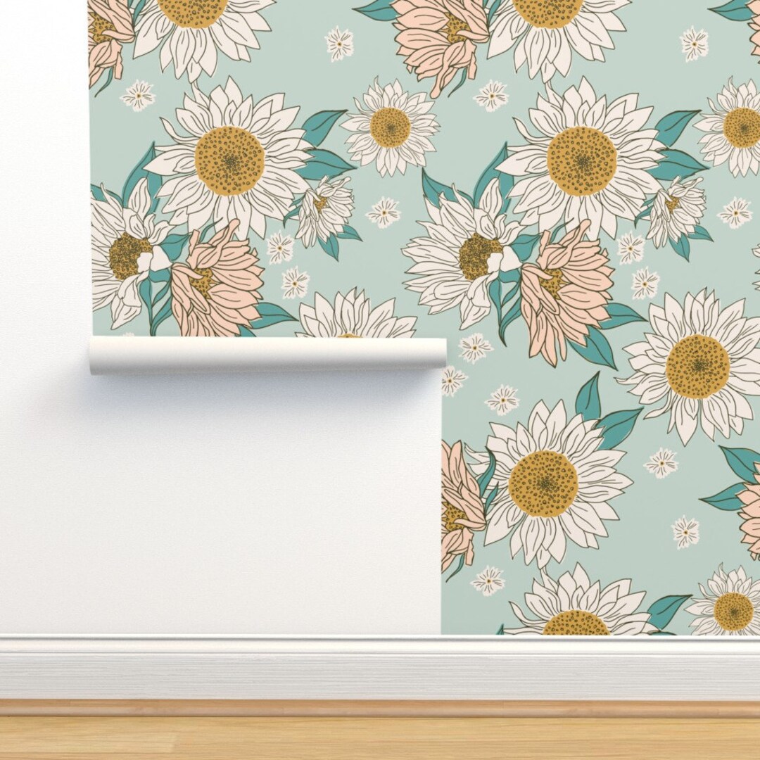 Jumbo Sunflower Wallpaper Boho Sunflowers by Indybloomdesign - Etsy