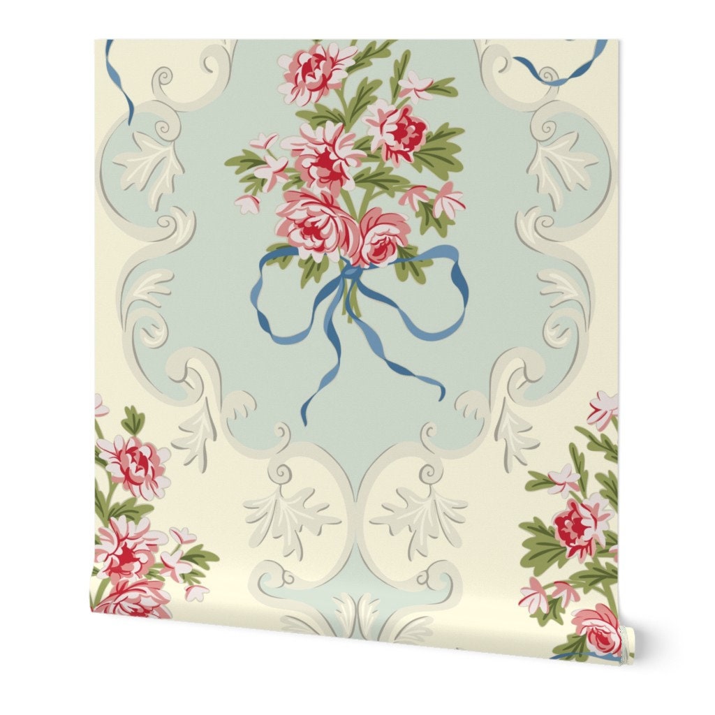 Rococo Wallpaper French Victorian Bows by Trinetollefsen - Etsy