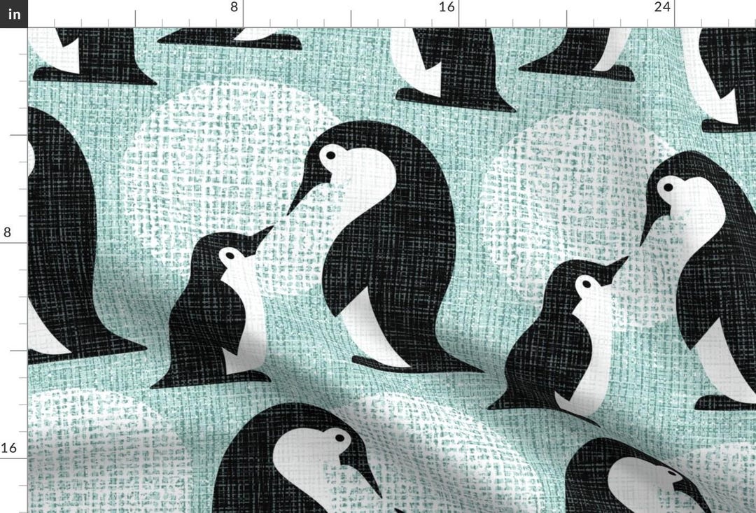 Arctic Animals Fabric - Placid Penguins by Studioxtine - Retro Zoo ...