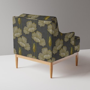 Art Decor Poppy Upholstery Fabric- Art Deco Fleurs Dor by J9design ...