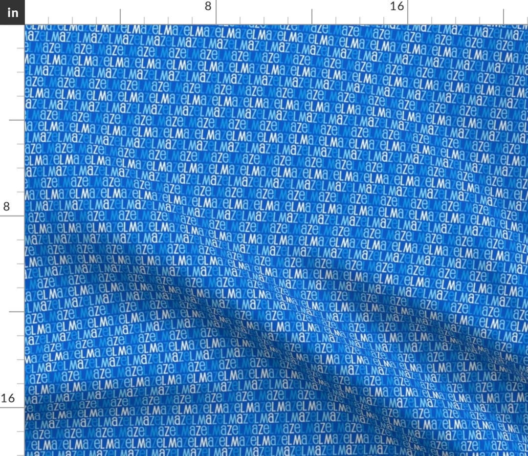 Mazel Fabric Mazel Tov Blue Letters on Blue Background by - Etsy