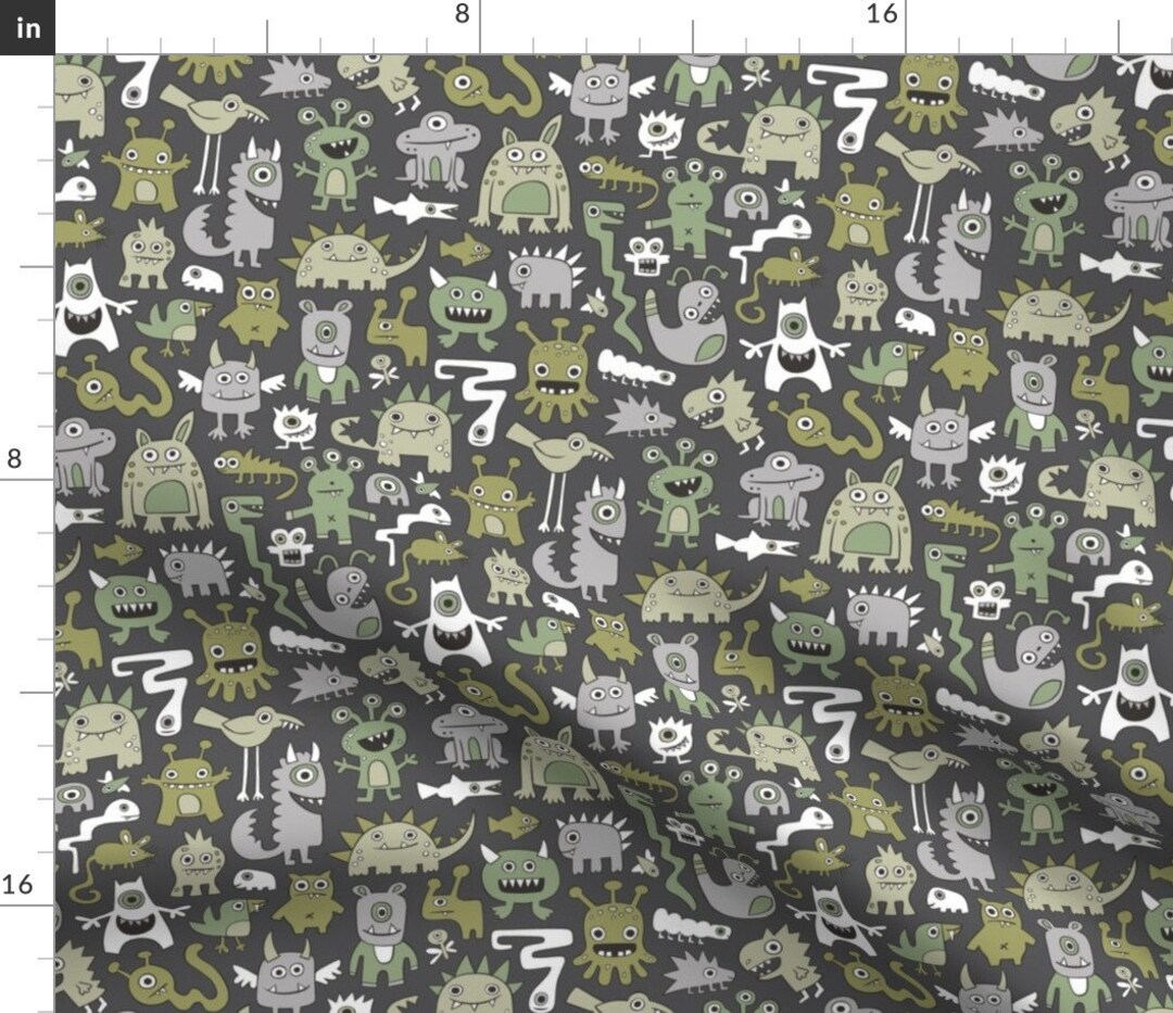 Monster Fabric Monsters in Green by Caja Design Monster - Etsy