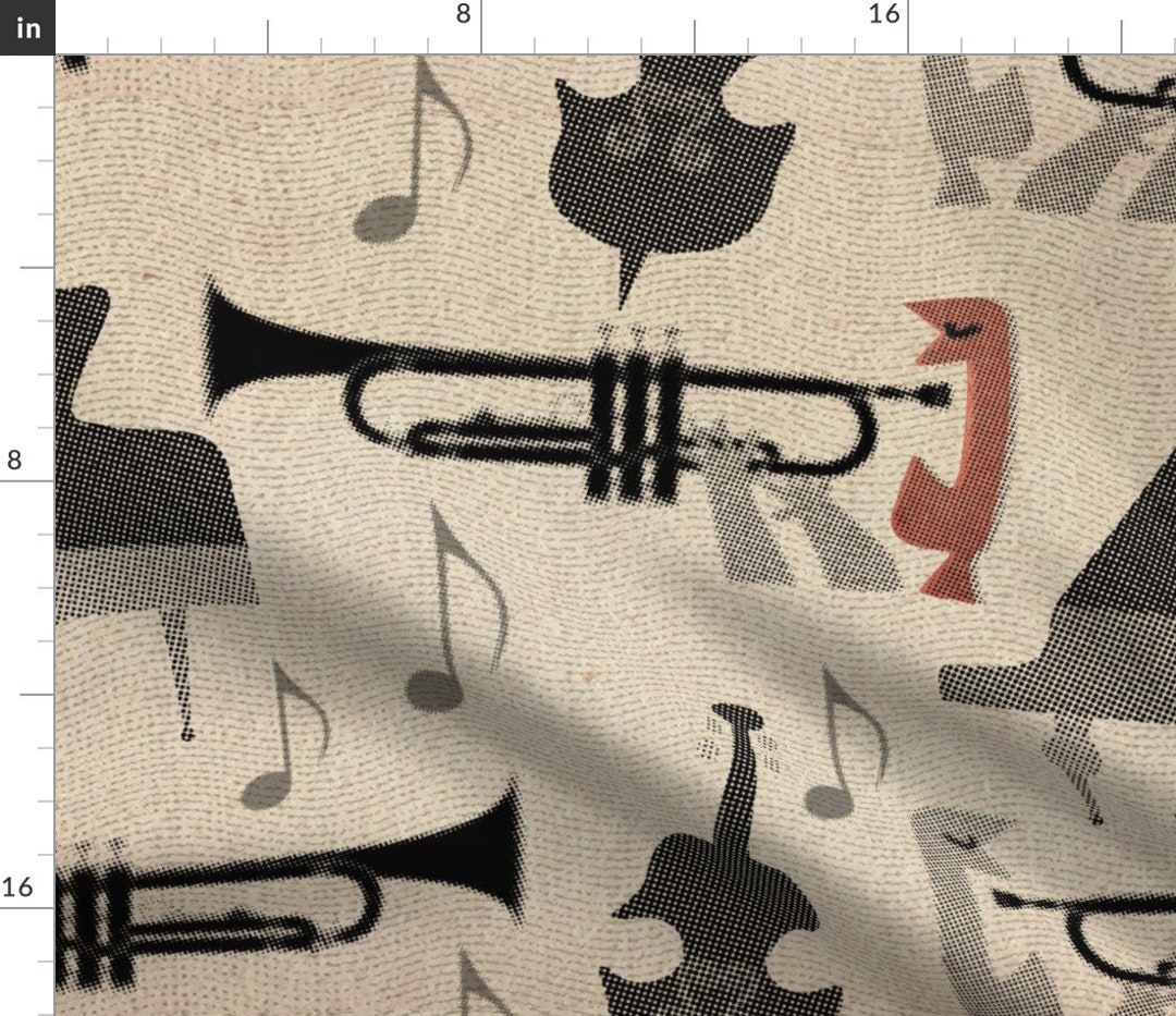 Mid Century Jazz Fabric Beboppers in the Village by - Etsy