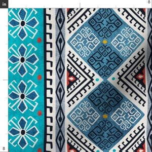 Turkish Fabric - Grand Bazaar Traditional Kilim Style Blue Aqua Teal by ...