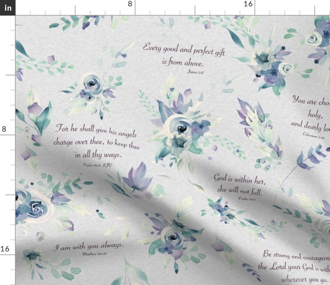 Floral Bible Verse Fabric Scripture for Her by Sugarpinedesign ...