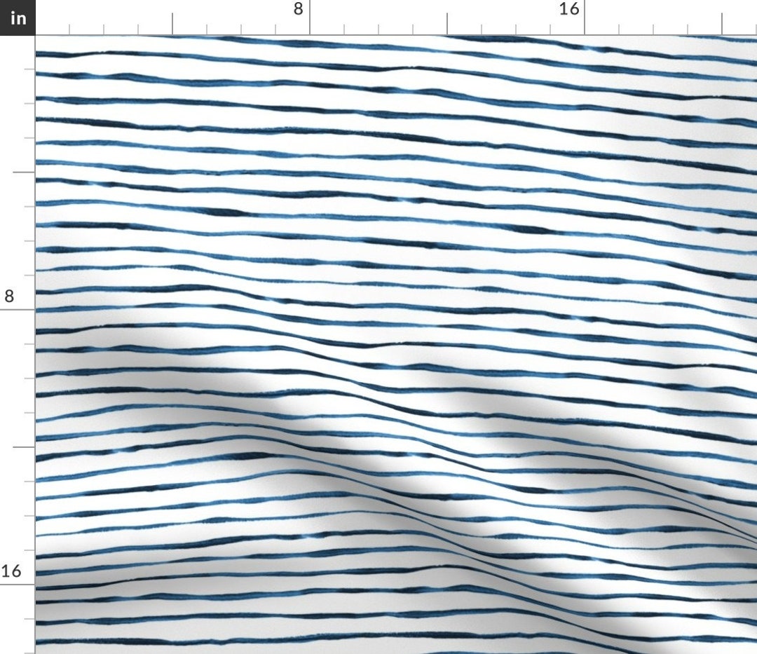 Abstract Blue Horizontal Stripes Fabric Simple Hand Painted Stripe ...