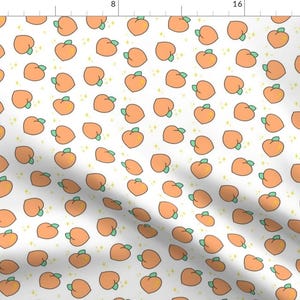 Peaches Fabric Sparkle Peach by Magic Circle Peaches Summer Fruit Cute ...