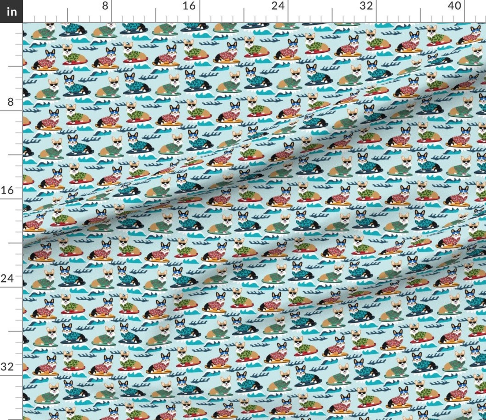 Surfing Corgis Fabric Corgis Surfing Fabric Tropical Summer - Etsy Surfing Corgis Fabric Corgis Surfing Fabric Tropical Summer - Etsy