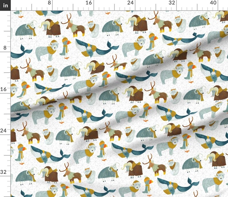 Arctic Animals Fabric Pattern 72 Arctic Animals With | Etsy