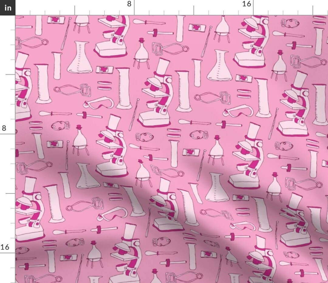 Science on Pink Fabric Larageorgine Weird Science Bright Pink by ...