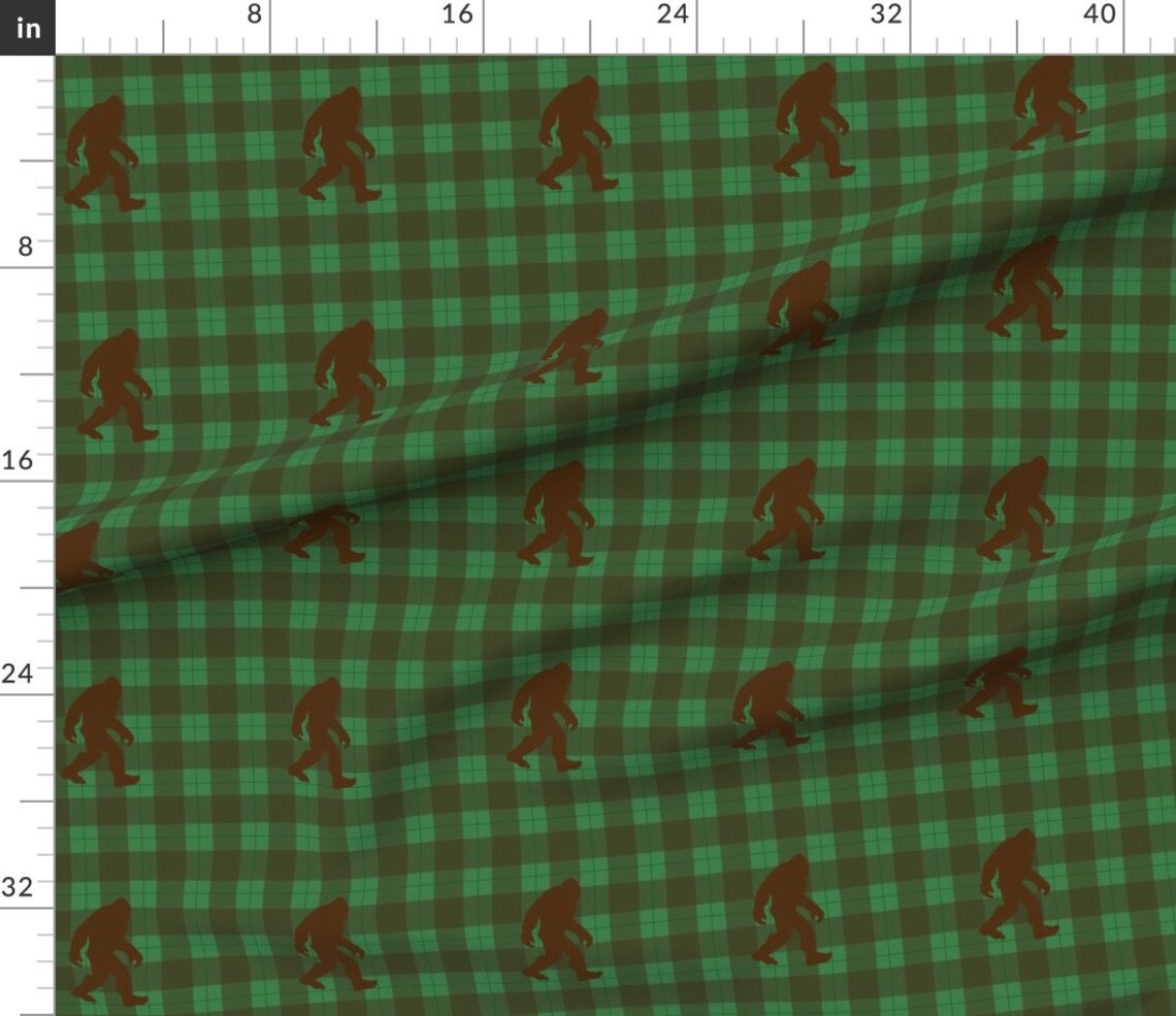 Bigfoot Fabric Bigfoot Plaid by Krystalsavage Bigfoot Myth - Etsy