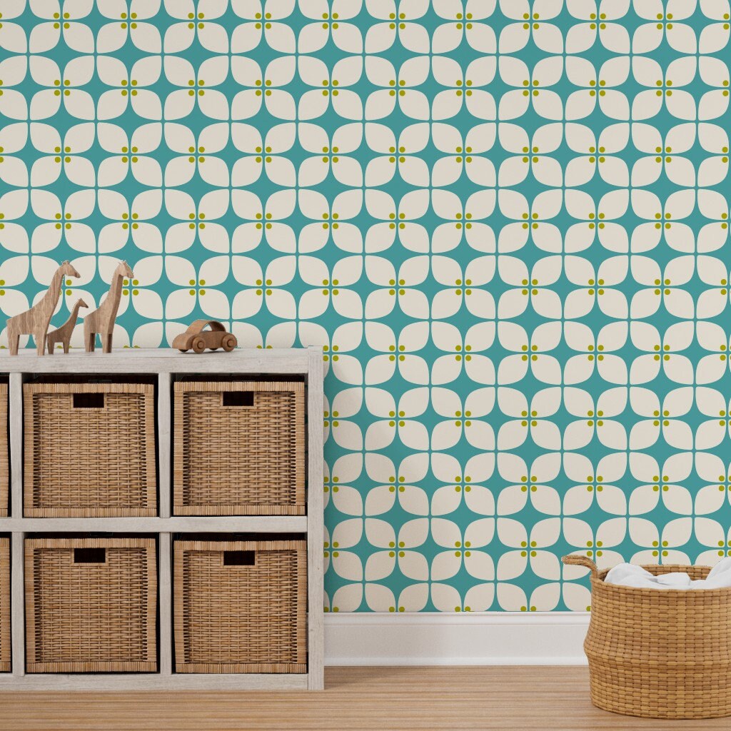 Geometric Wallpaper Square Teal by Brainsarepretty - Etsy