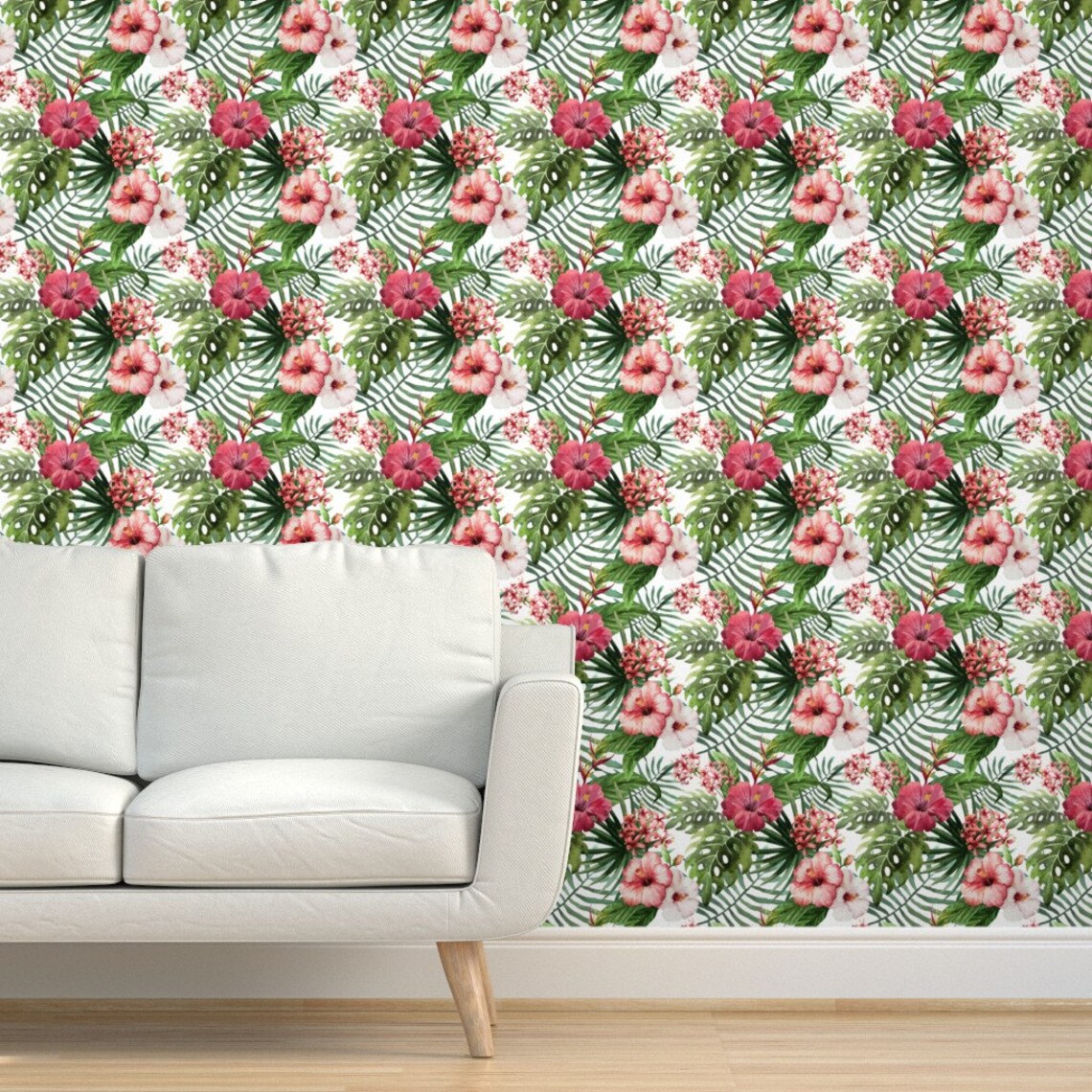 Tropical Wallpaper Topical Hawaii Watercolor Hibiscus Floral - Etsy