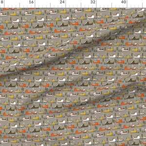 Snowmobiles Fabric- Vintage Snowmobile Illustration Winter Outdoors ...