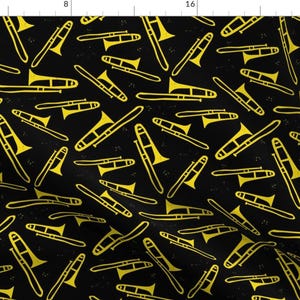 Trombone Fabric 76 Trombones by Jenimp Black and Yellow Trombone Brass ...