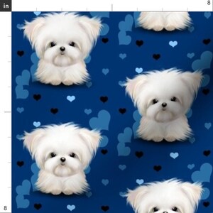 Maltese Fabric Maltese Royal Blue and Hearts by Catialee Maltese Cotton ...