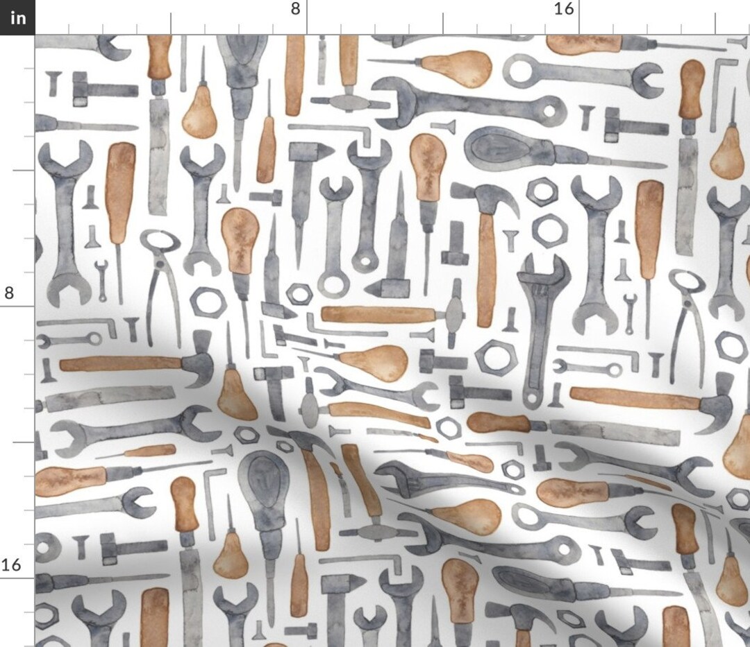 Hand Working Tool Fabric Work Mans Tools in Watercolour by - Etsy