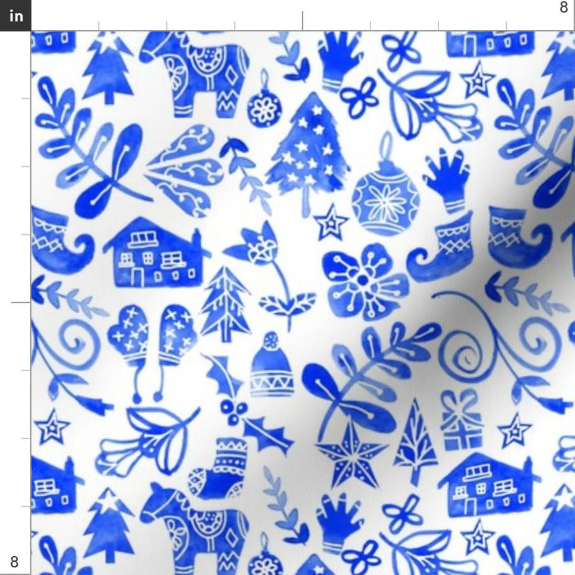 Blue Mod Scandi Winter Fabric - Blue Christmas by Emmaallardsmith ...