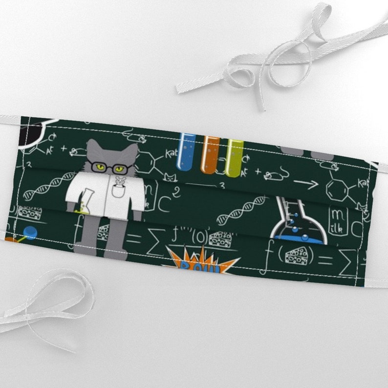 Science Fair Fabric Professor Cat Formulae by Vannina | Etsy