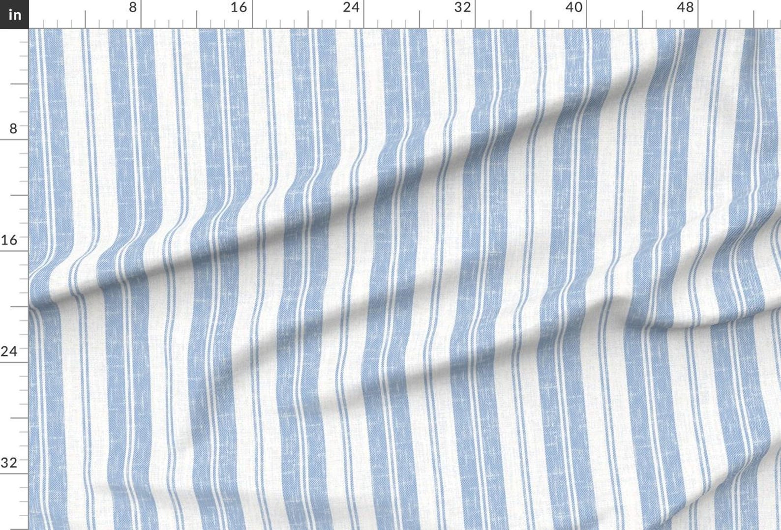 Rustic Ticking Stripe Upholstery Fabric- French Blue Stripe by ...