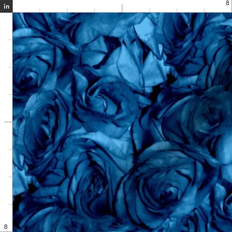 Roses Can Sing the Blues Fabric - Indigo Rose Floral Photo Flower Goth ...