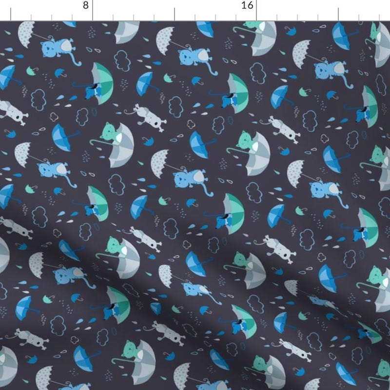 Dogs in the Rain Fabric - Etsy