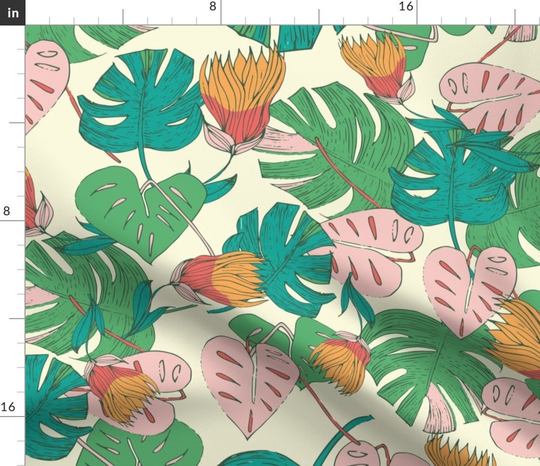 Tropical Monstera Fabric Tropical Foliage by Patriciasodre - Etsy