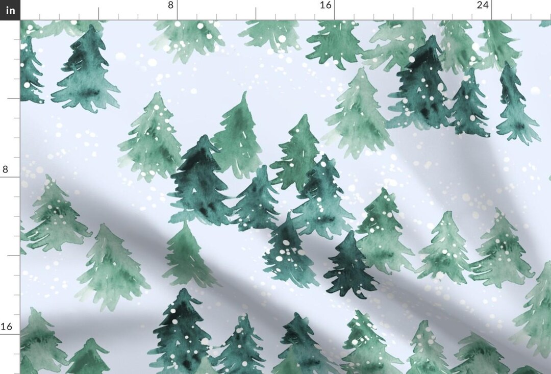 Evergreen Trees Fabric - Chalet View (larger Scale) by Joyink ...