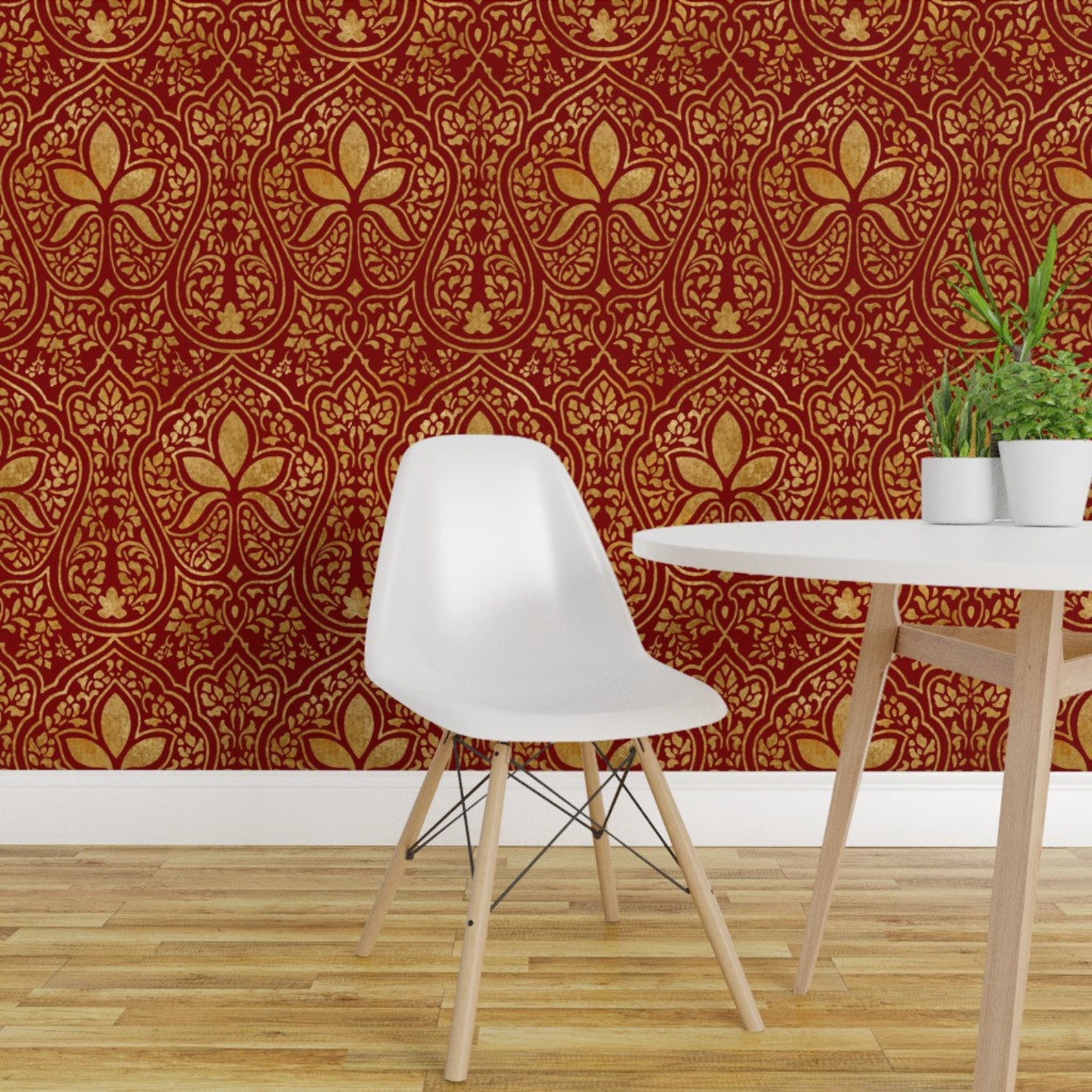 Indian Inspired Wallpaper Rajkumari Batik by Peacoquettedesigns Red ...