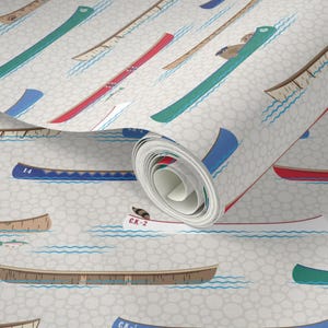 Rustic Removable Peel and Stick Wallpaper - Canoe Boat Summer Woodland ...