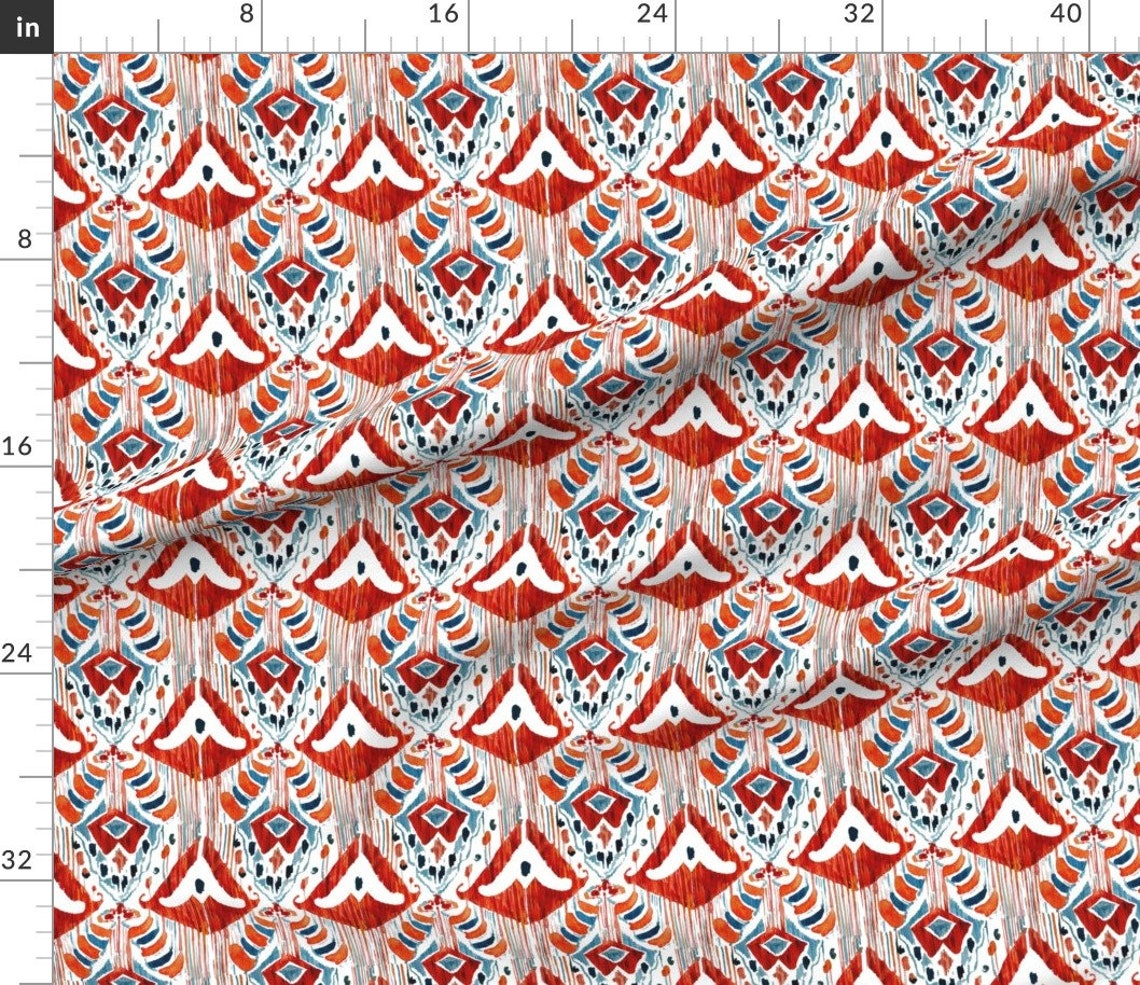 Red Ikat Fabric Balinese Red Ikat by Tasiania Abstract Red - Etsy