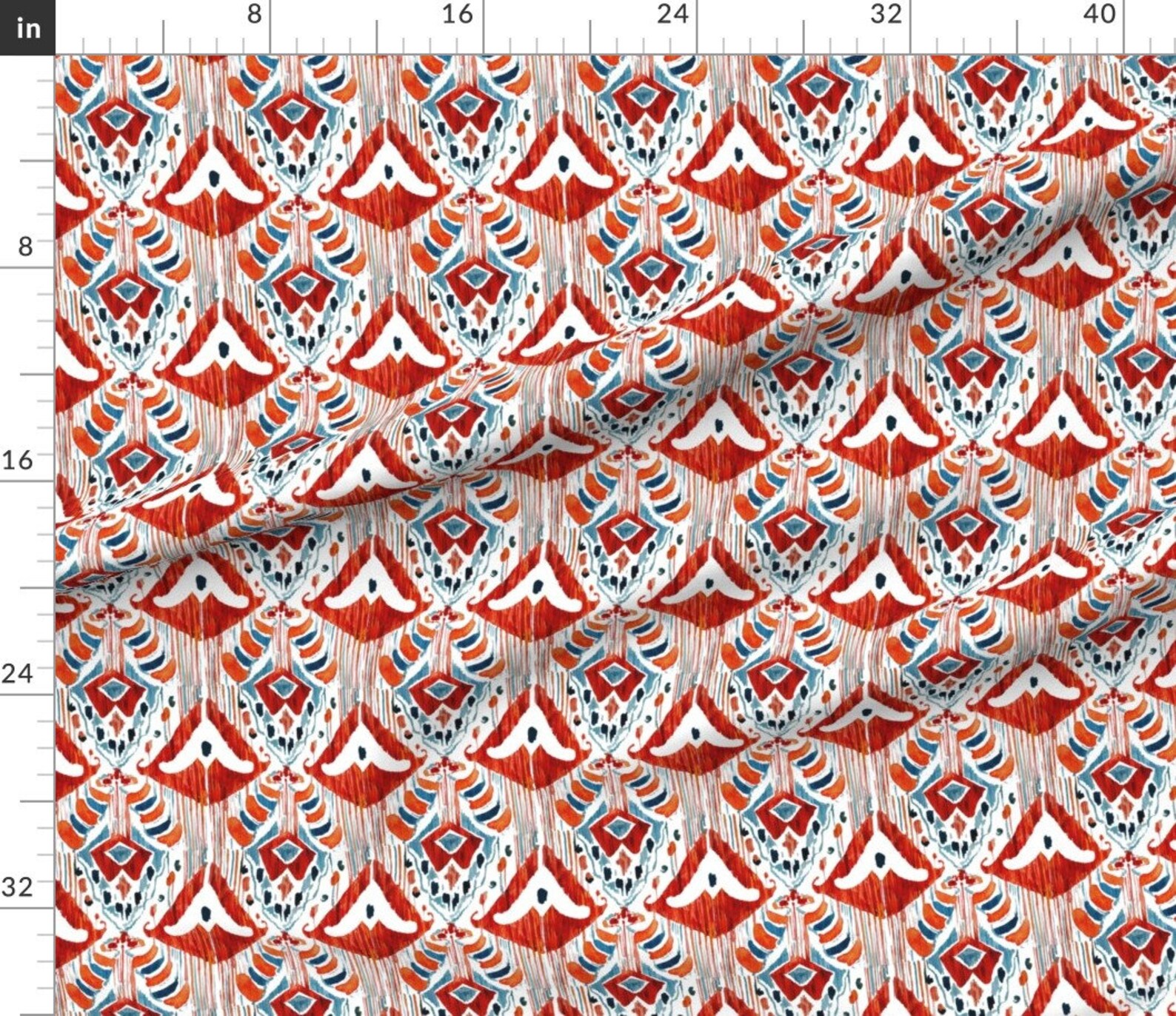 Red Ikat Fabric Balinese Red Ikat by Tasiania Abstract Red - Etsy