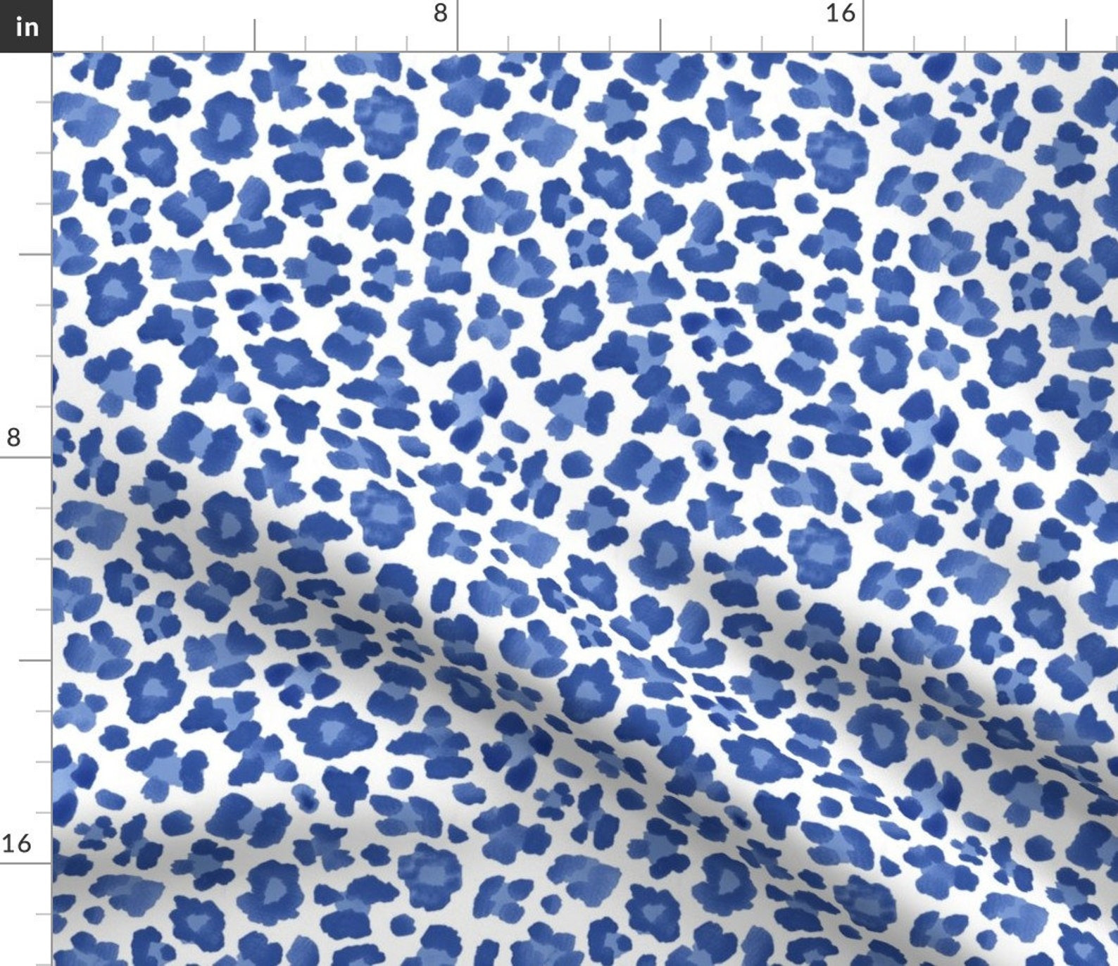 Leopard Print Fabric 8 Blue on White Leopard Print by - Etsy