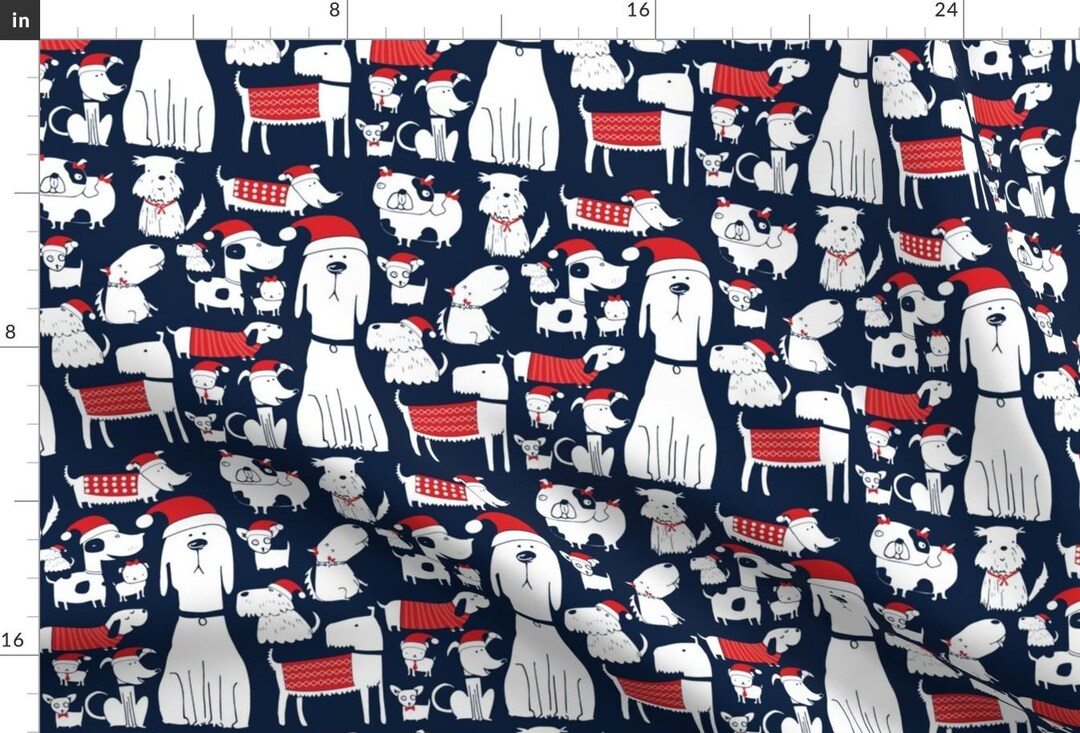Christmas Fabric - Dogs Christmas by Laurawrightstudio - Christmas ...