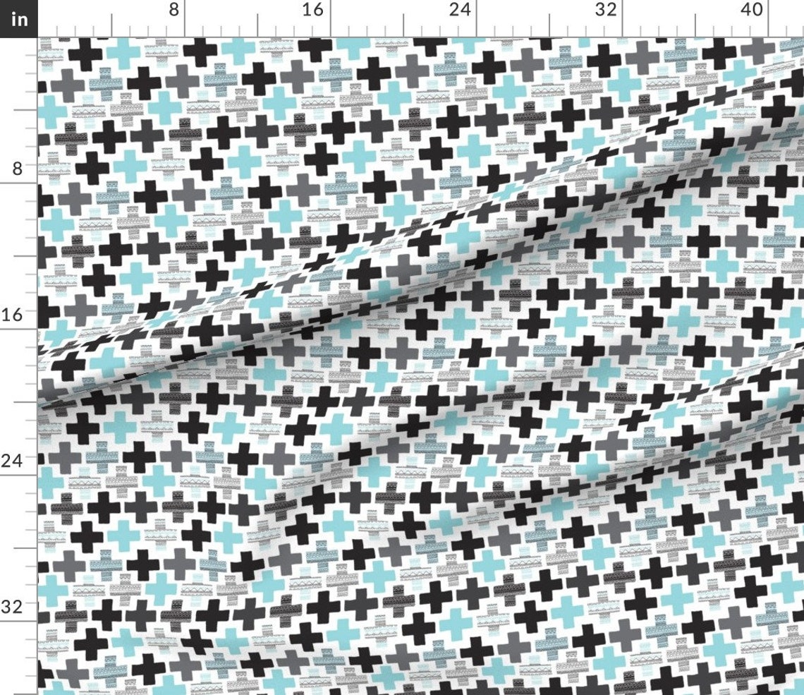 Cross Fabric Plus Cross Geometric Blue & Black Modern | Etsy