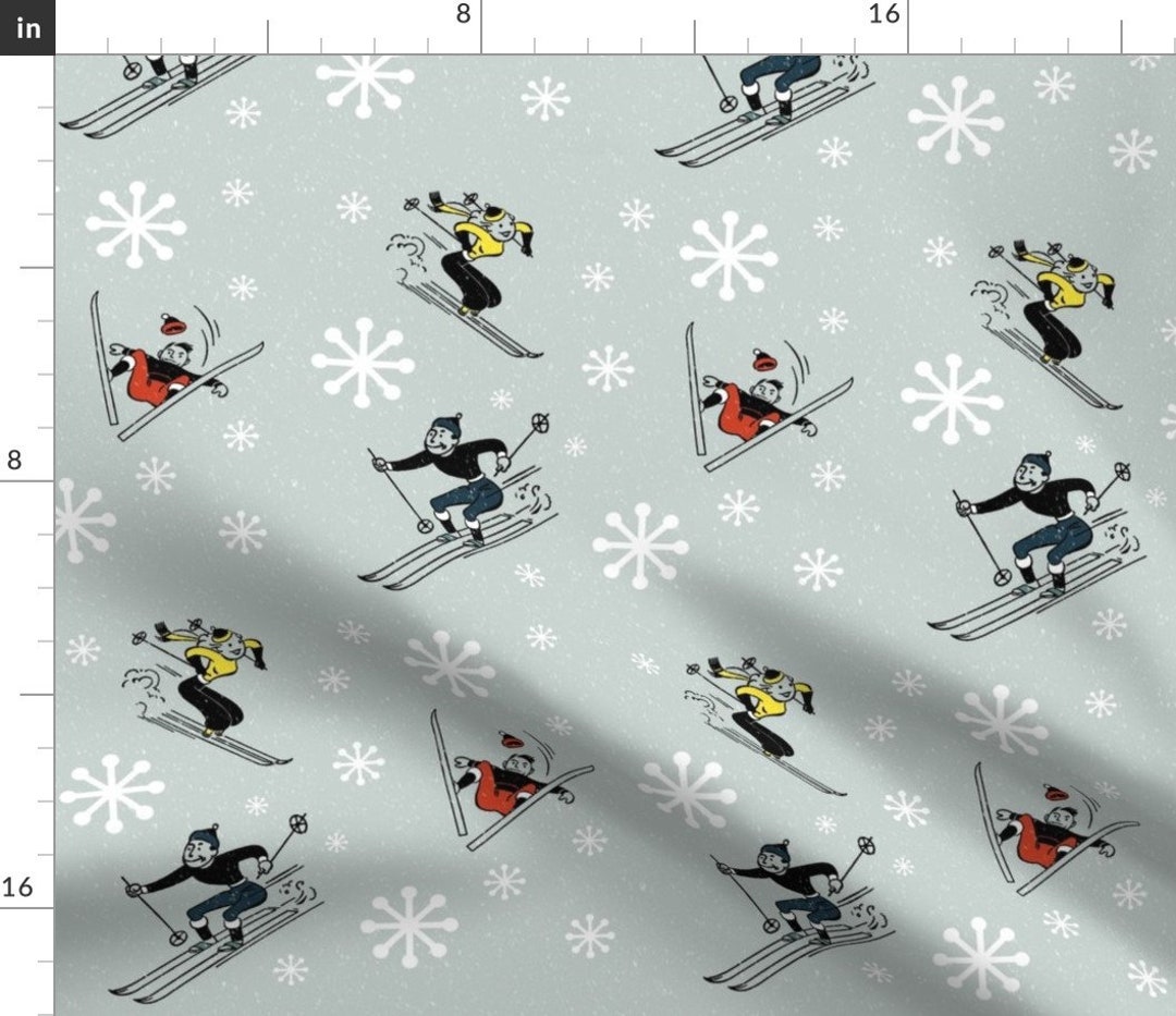 Retro Fabric Skiing Winter Snow Ice Alpine 50s Throwback Cross-country ...