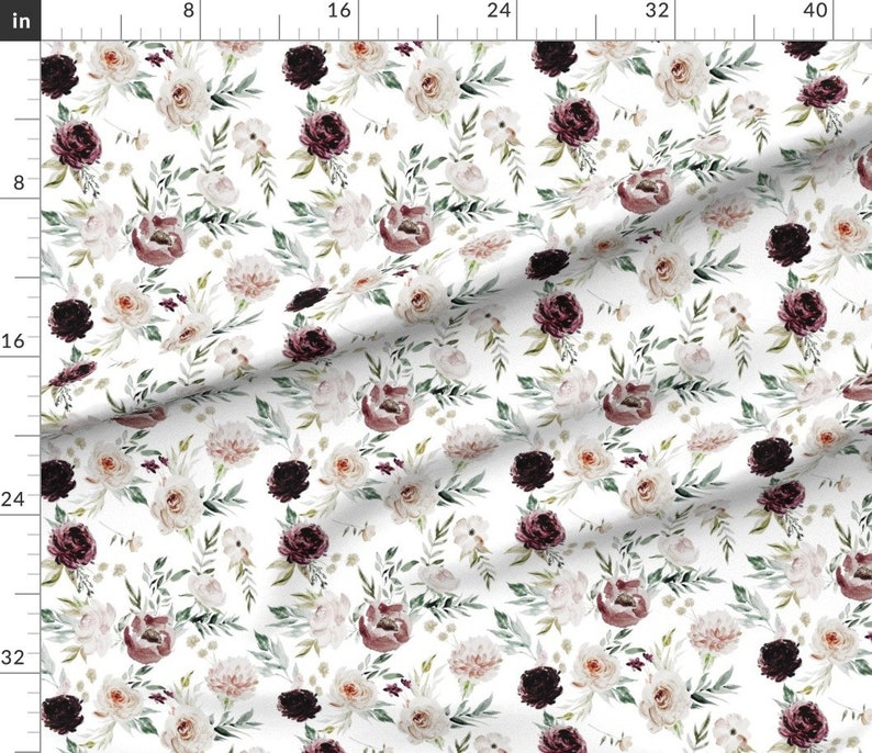 Velvet Cream Floral Blooms Fabric 12 Velvet Cream - Etsy