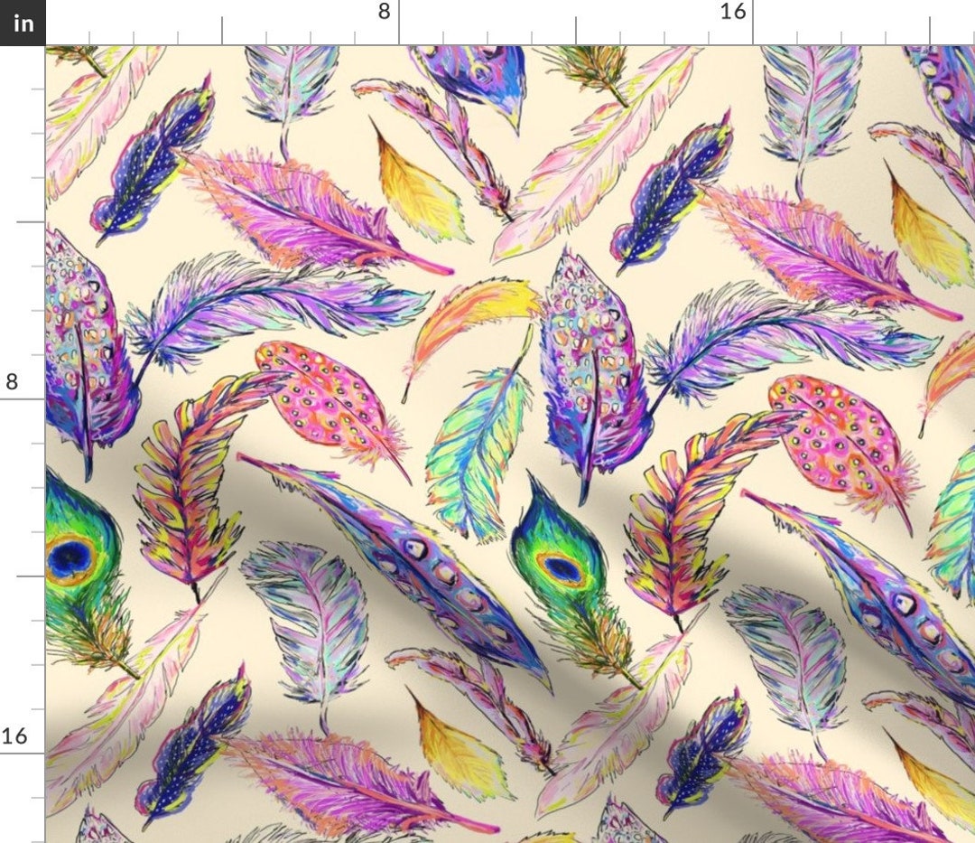 Feathers Purple Watercolor Fabric A Flock of Fancy Feathers by ...
