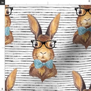 Bunny Fabric Bunny With Glasses / Stripes by Shopcabin Hipster Bunny ...
