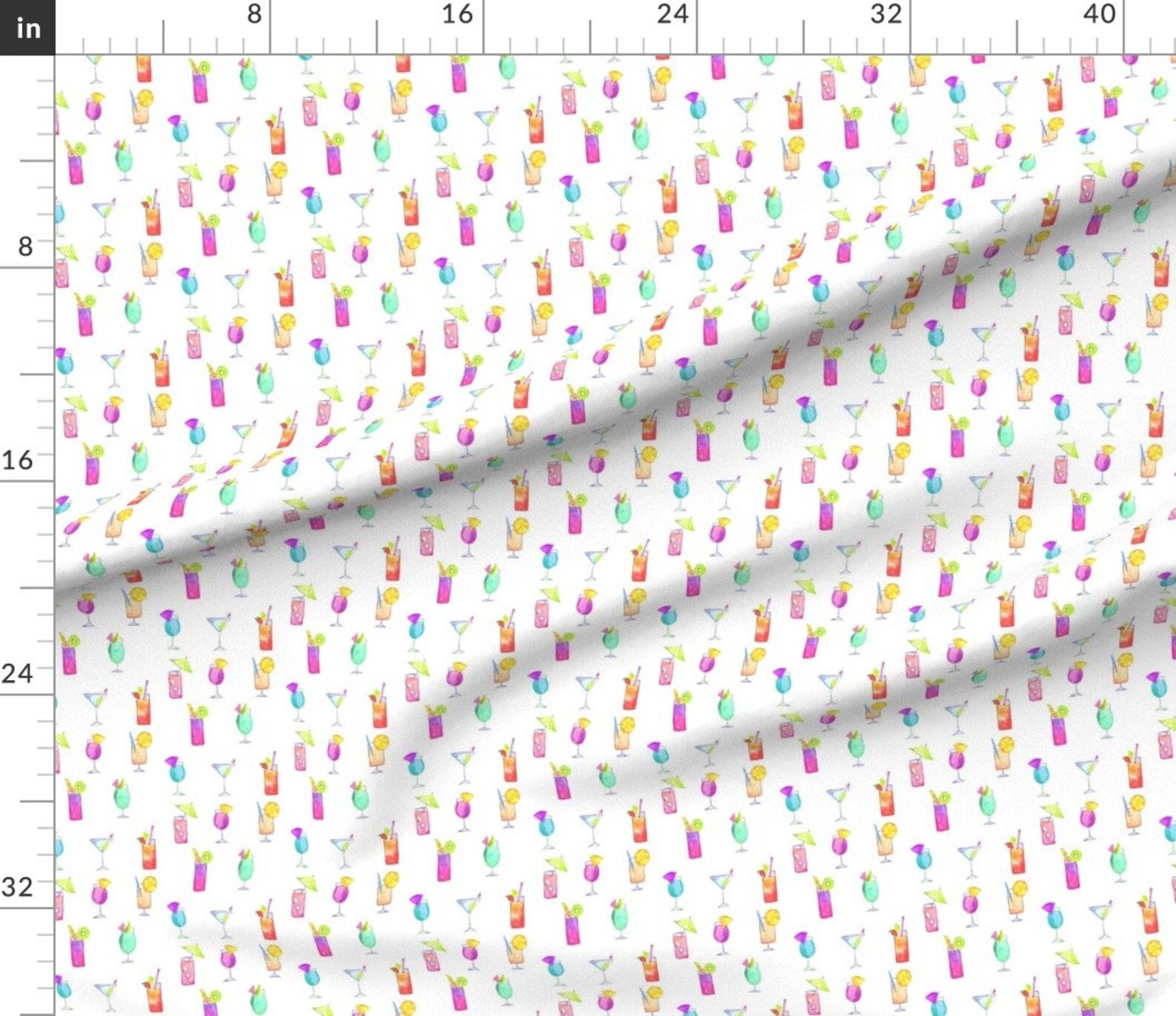 Watercolor Cocktail Drinks Fabric Cocktails by Erinanne Cocktails ...