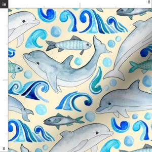 Dolphins Fabric - Dolphin Frolic - Large Scale by Tangerine-tane ...