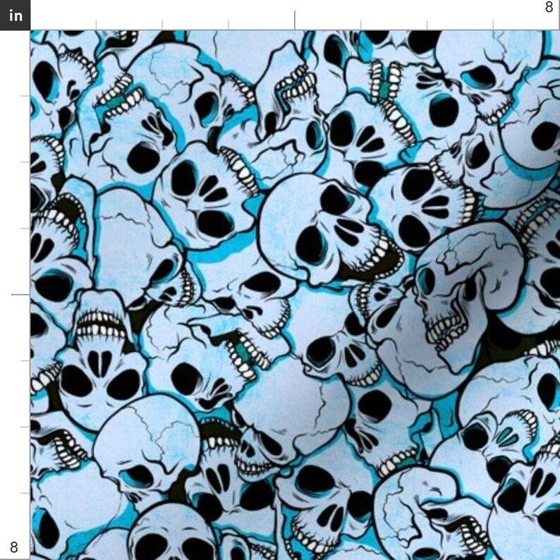 Blue Skull Fabric Skull Pile 1 by Jadegordon Blue Skull - Etsy