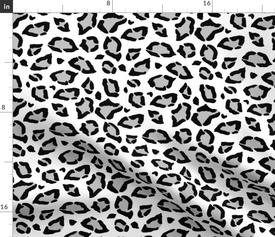 Leopard Print Fabric Leopard Grey on White by Sylviaoh Black, Grey ...