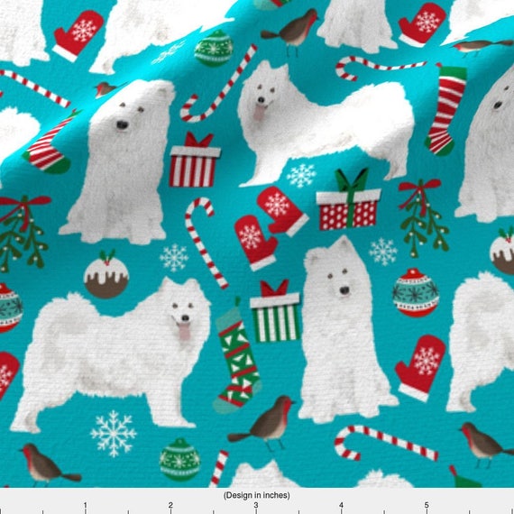 Samoyed Christmas Fabric Samoyeds Dog Sammys Dog Christmas | Etsy