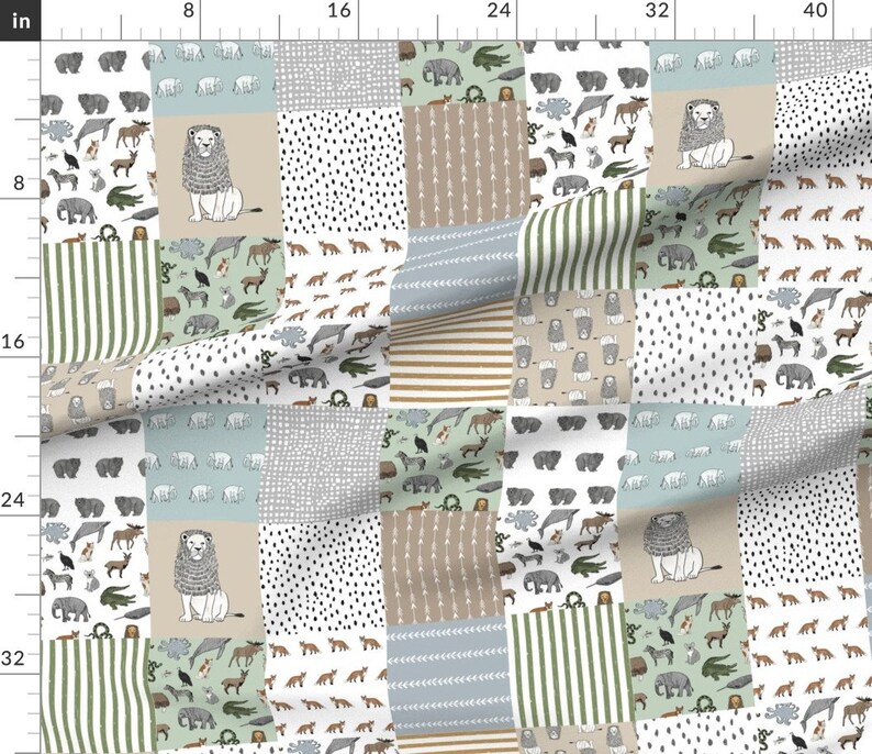 Abc Fabric Abc Quilt // Nature Safari Animals Wholecloth by - Etsy